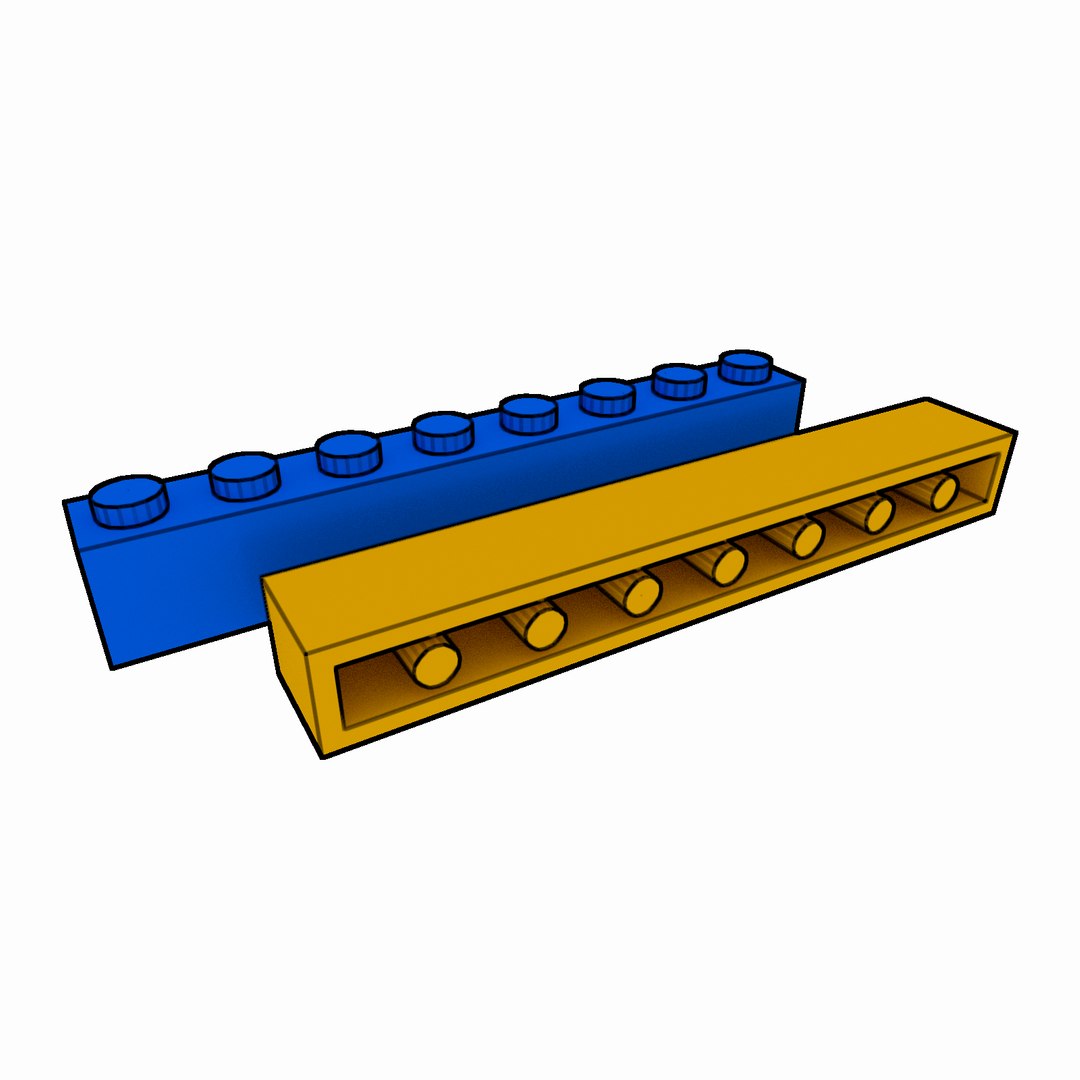 3d piece lego brick 1x8