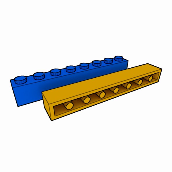 3d piece lego brick 1x8