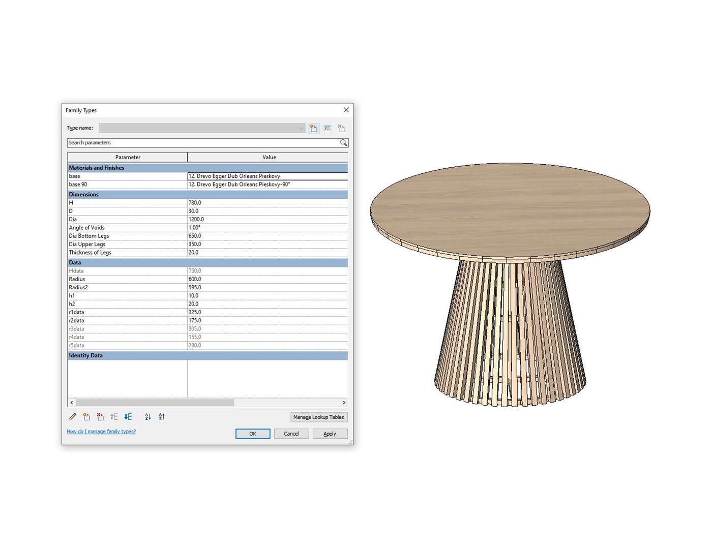 modelo 3d Mesa de comedor moderna creada en la familia Revit ...