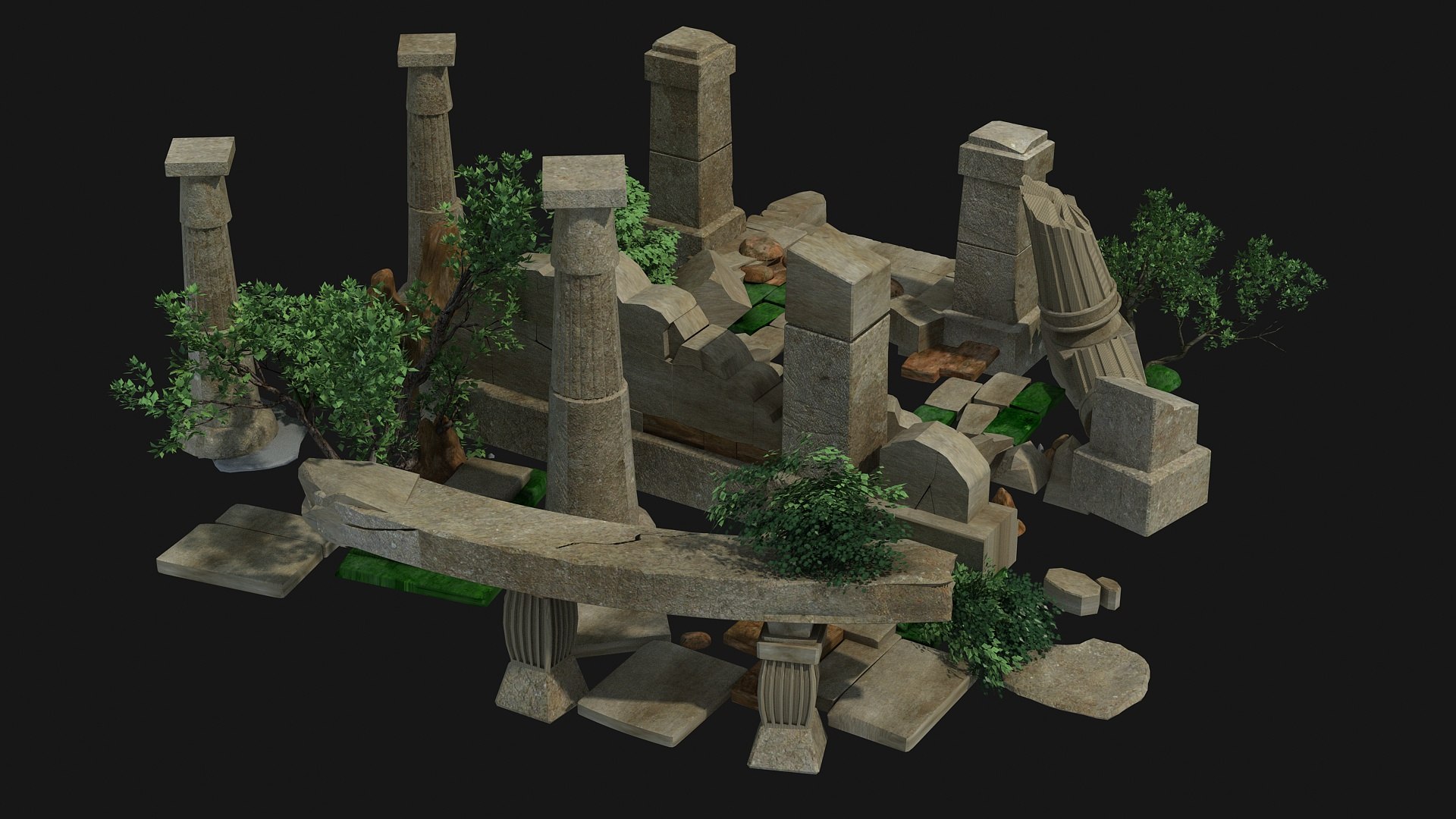 Temple Ruin Ruins Rocks Exterior Stones Damaged Highpoly 3D Model ...