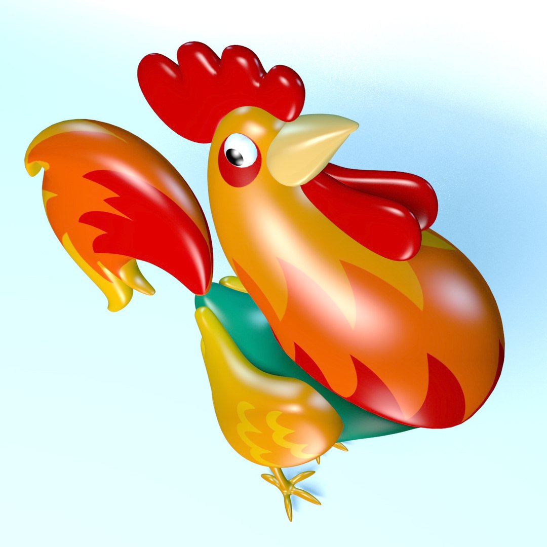 3d Cartoon Rooster Model