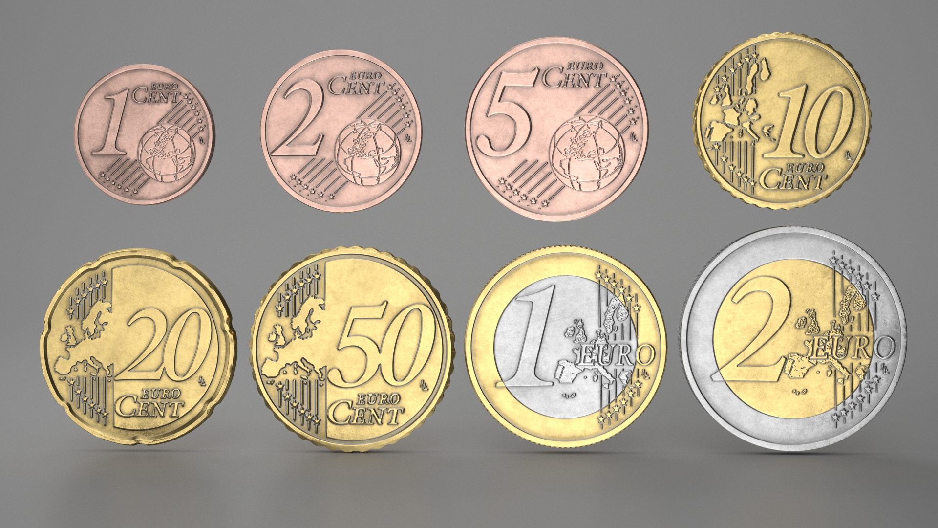 Euro Coins Lowpoly Collection PBR model - TurboSquid 1719070