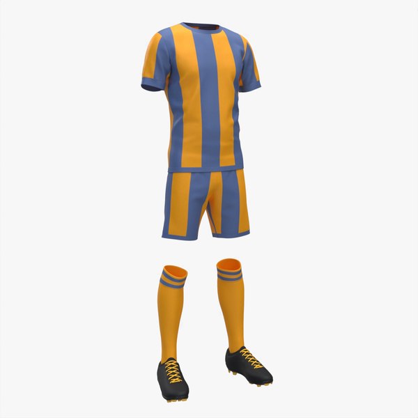 modelo 3d Soccer Uniform with Boots Yellow Stripes - TurboSquid 2093273