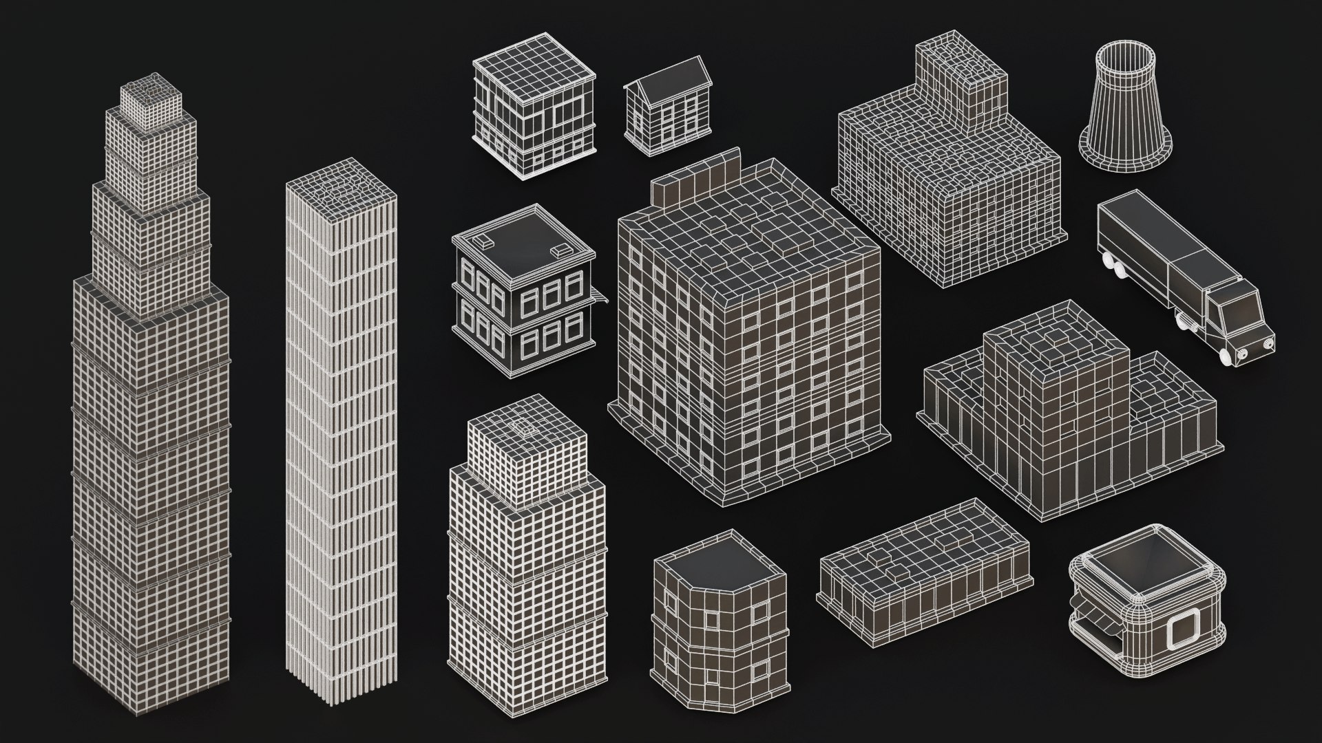 Modular Simple City Town Low-poly 3D model - TurboSquid 1907457