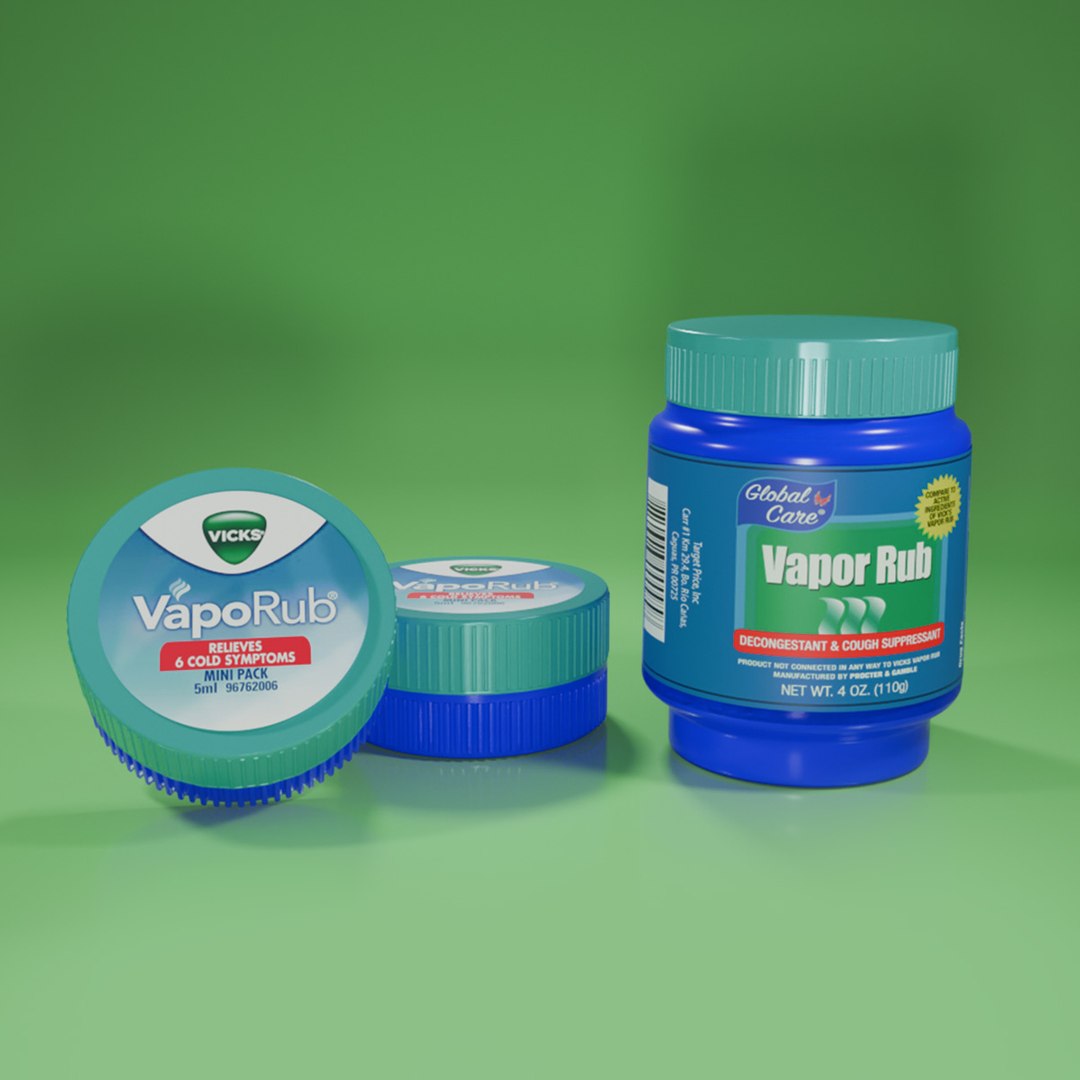 3D Model VapoRub And Vapor Rub 3D Models Cold Relief Balm Jar Set Vicks ...