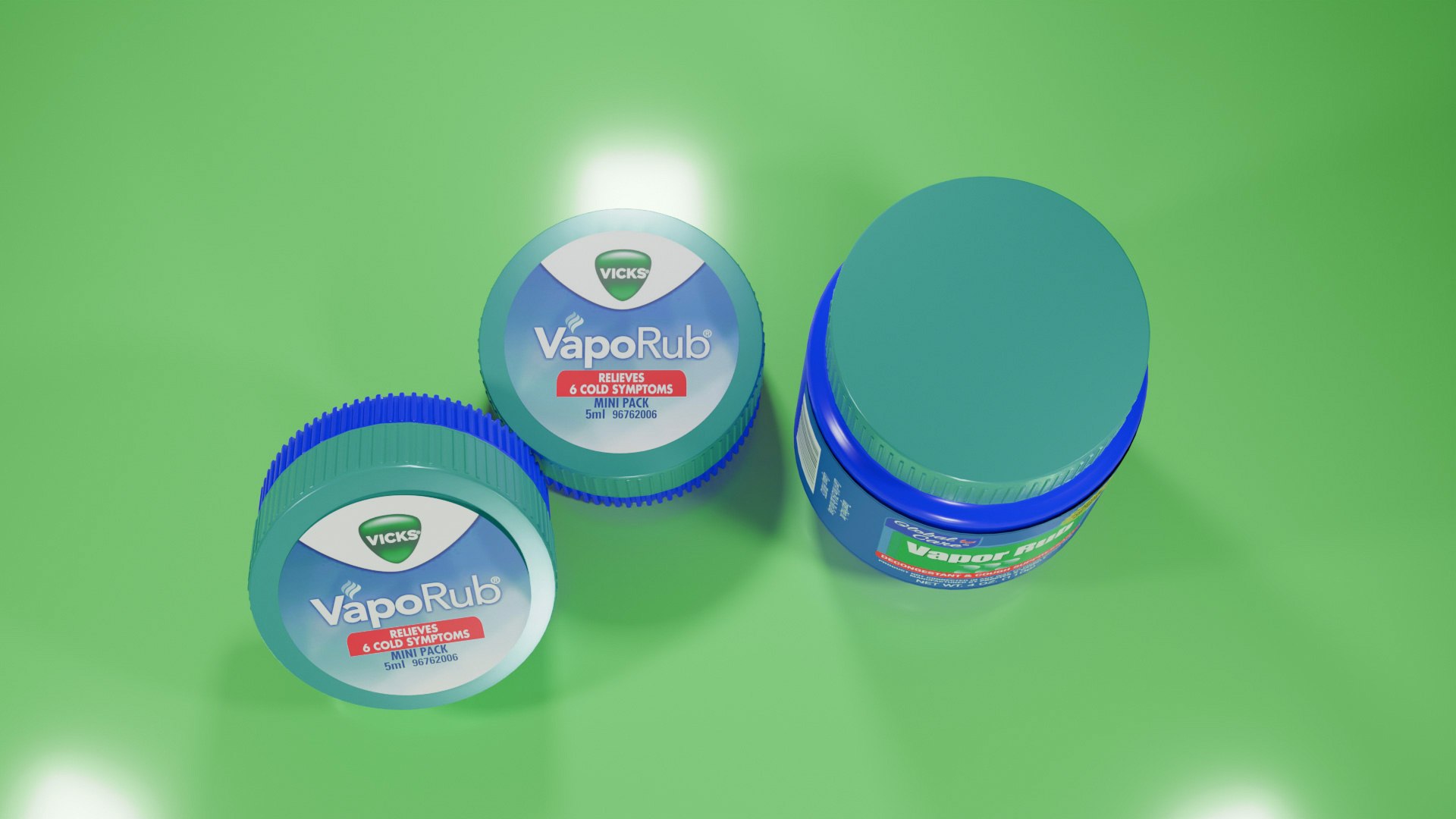 3D Model VapoRub And Vapor Rub 3D Models Cold Relief Balm Jar Set Vicks ...