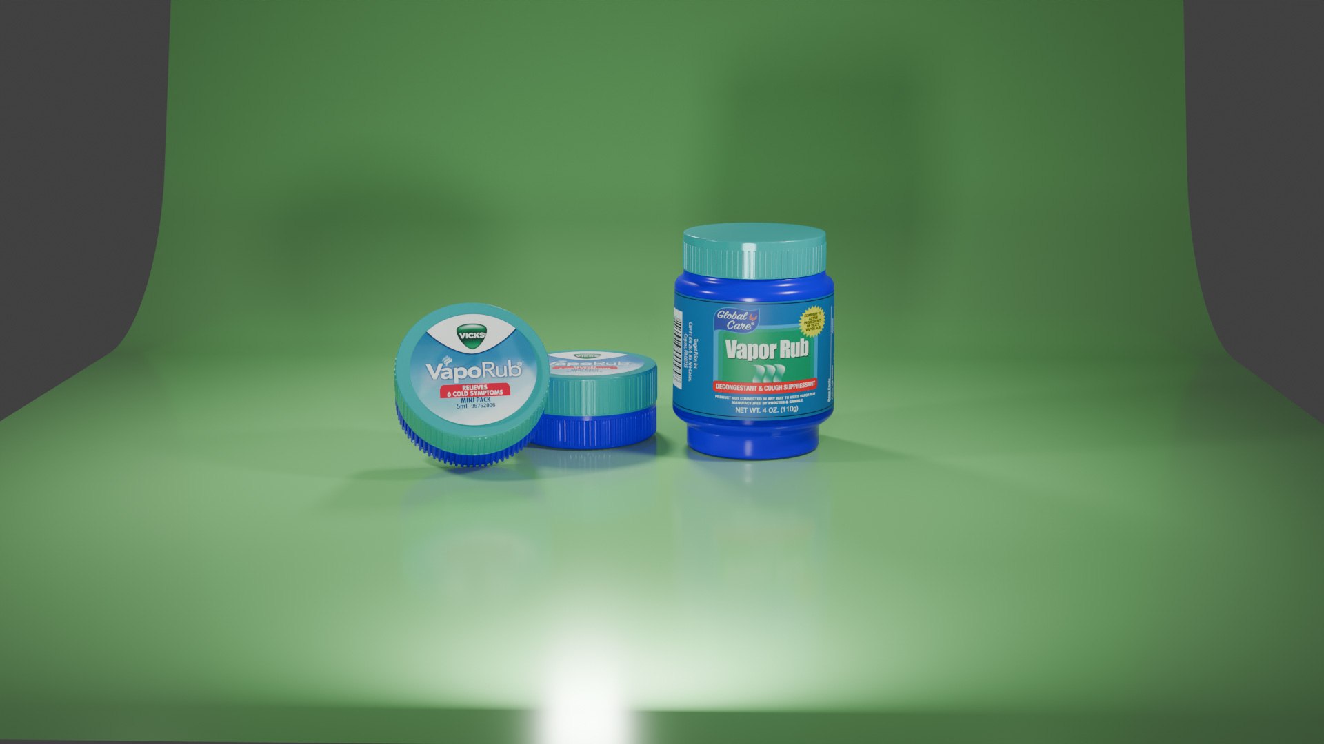 3D Model VapoRub And Vapor Rub 3D Models Cold Relief Balm Jar Set Vicks ...