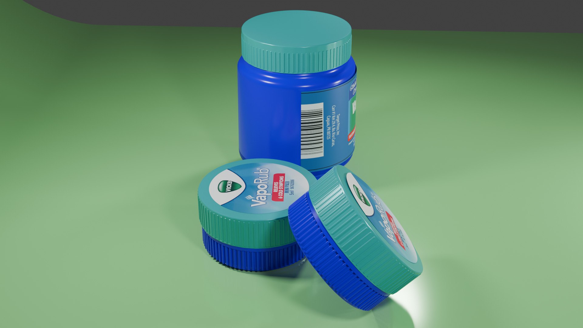 3D Model VapoRub And Vapor Rub 3D Models Cold Relief Balm Jar Set Vicks ...