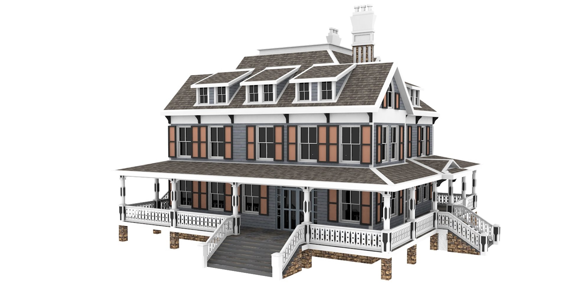American Traditional Old House 3D Model - TurboSquid 1231916