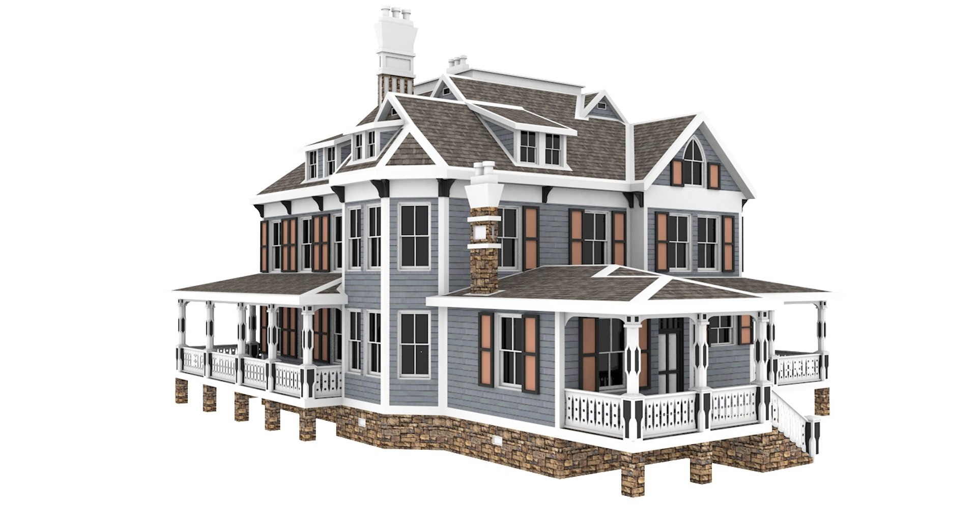 American Traditional Old House 3D Model - TurboSquid 1231916
