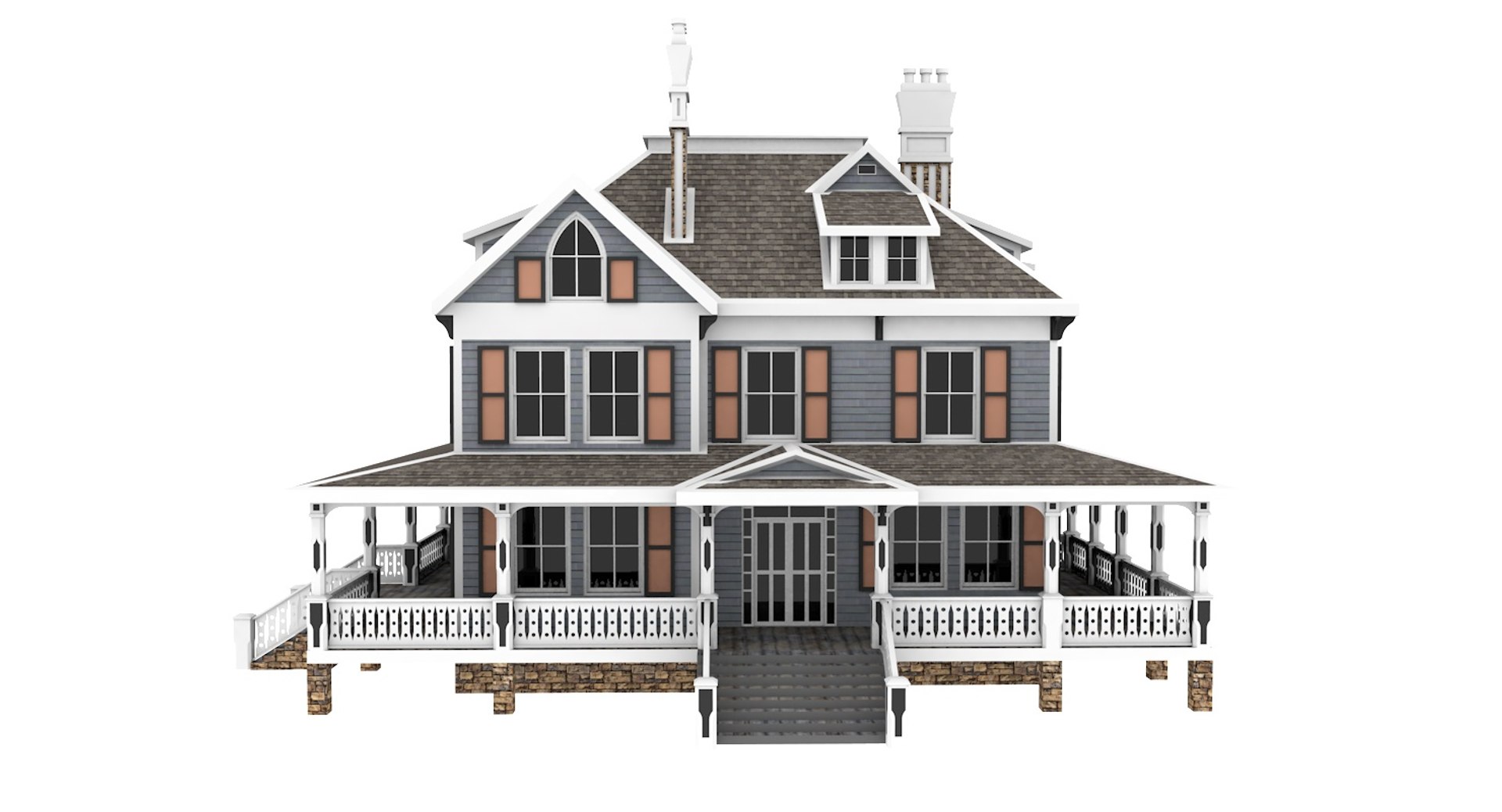 American Traditional Old House 3D Model - TurboSquid 1231916