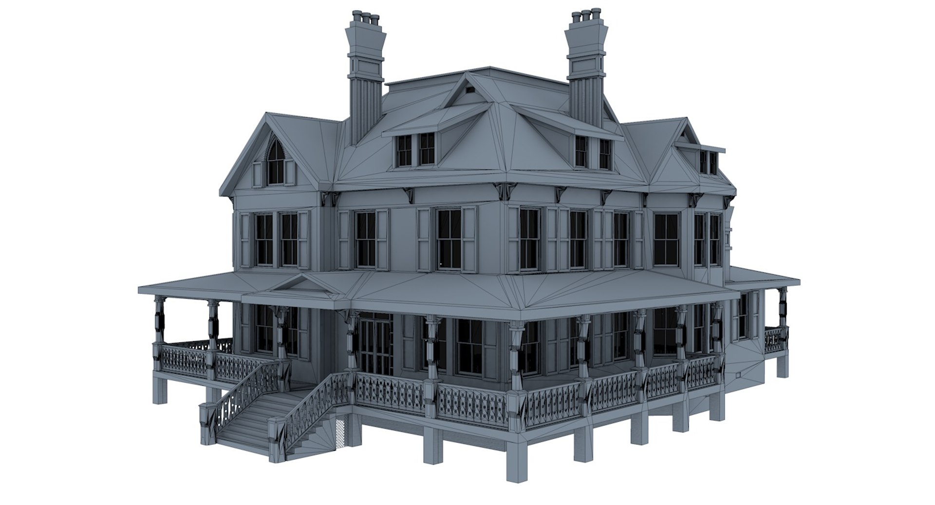 American Traditional Old House 3D Model - TurboSquid 1231916