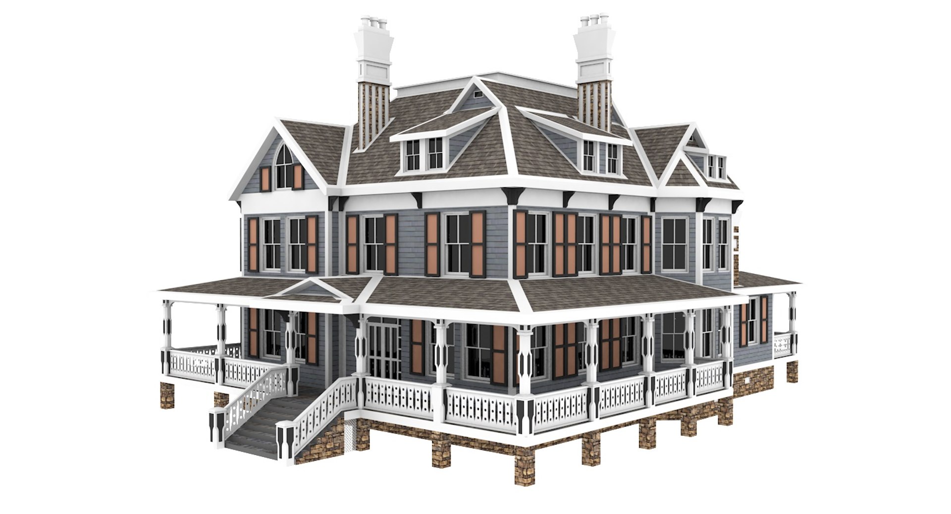 American Traditional Old House 3D Model - TurboSquid 1231916