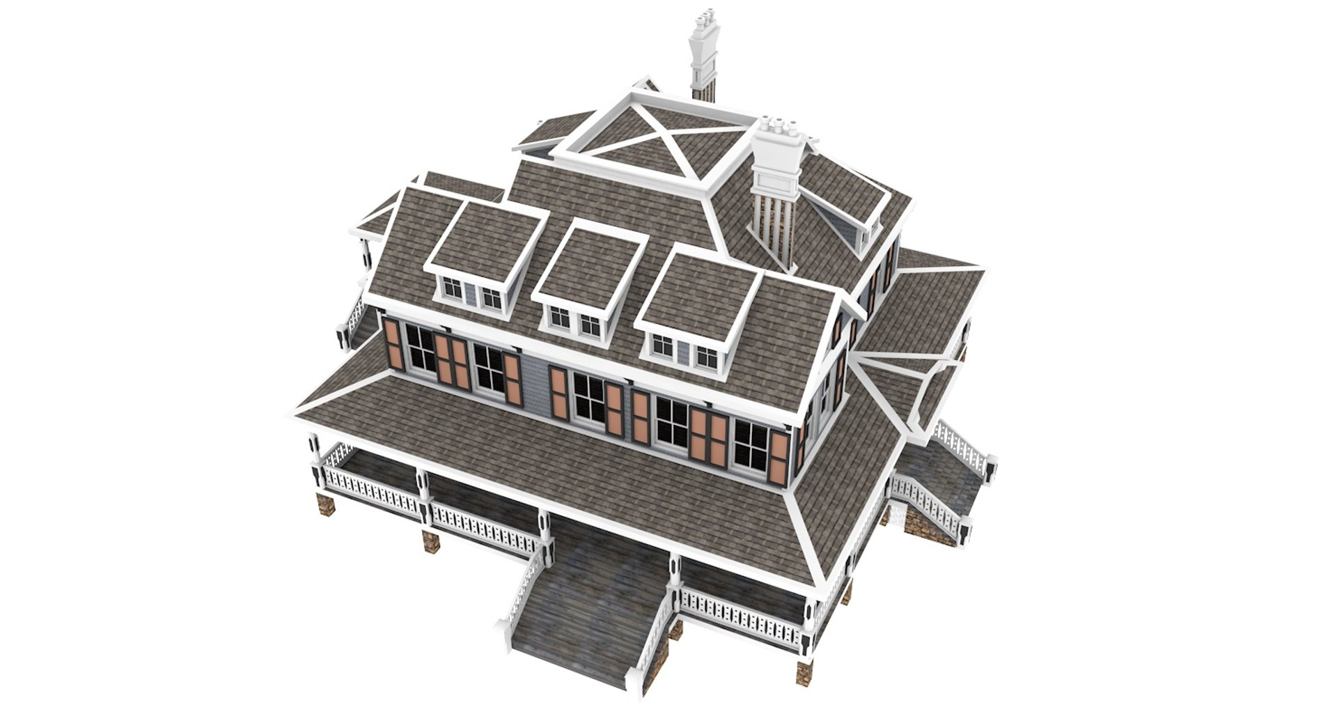 American Traditional Old House 3D Model - TurboSquid 1231916