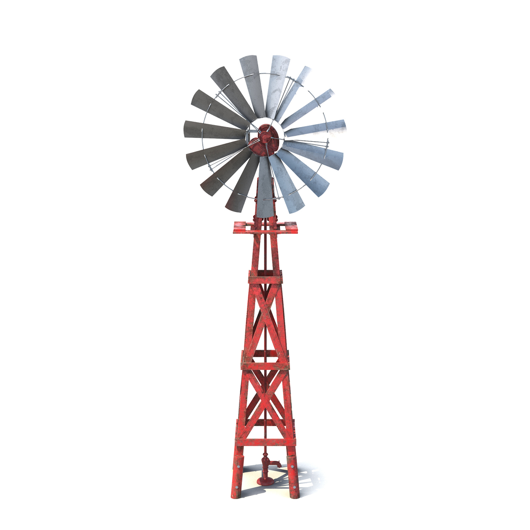 3d Model Old Farm Windmill