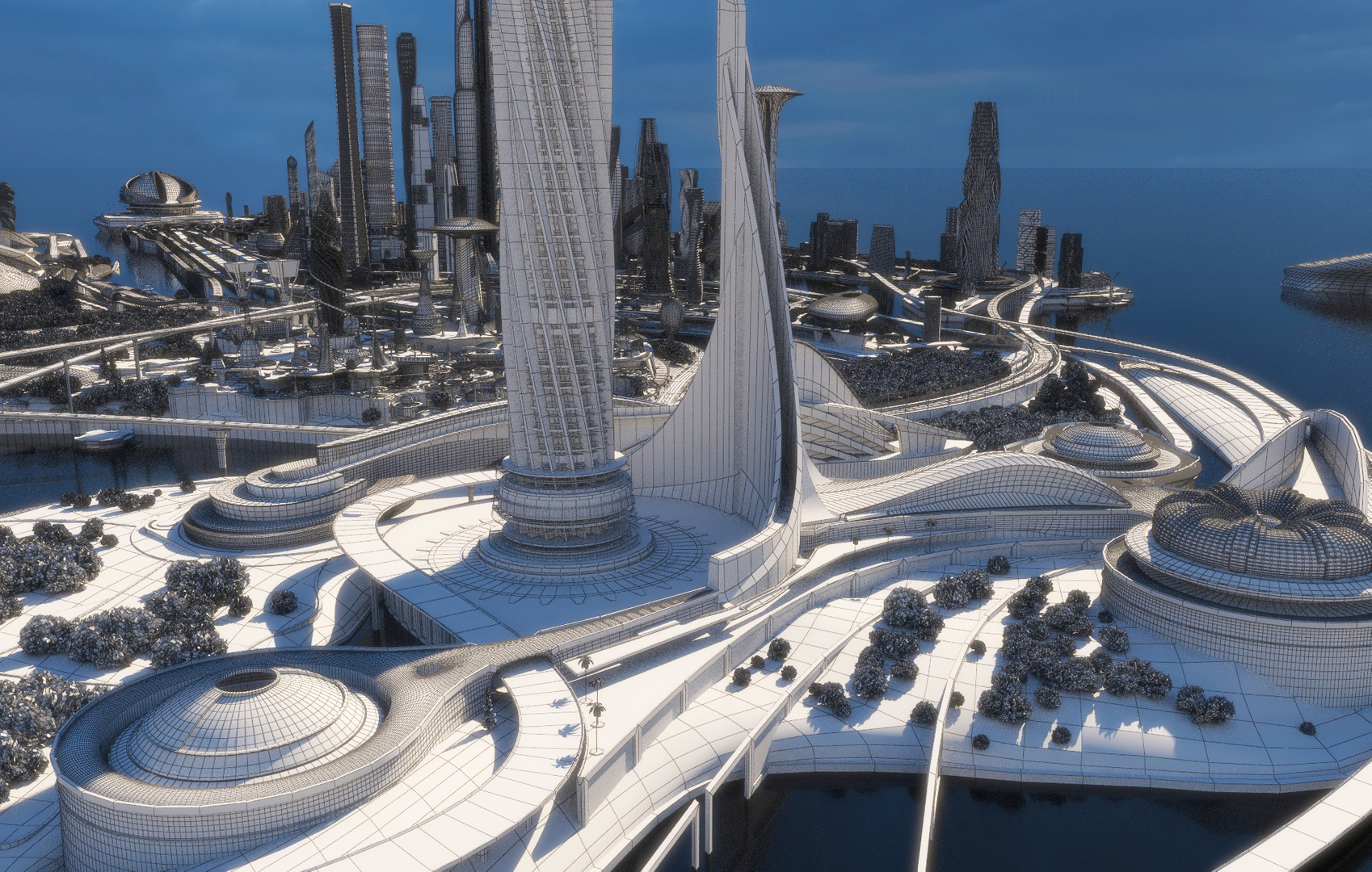 Central business district city architecture model - TurboSquid 1259568