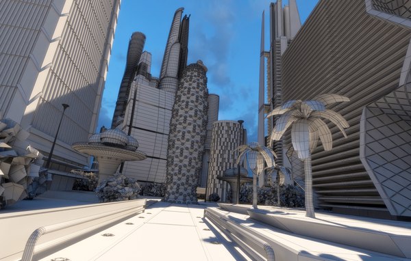 Central business district city architecture model - TurboSquid 1259568