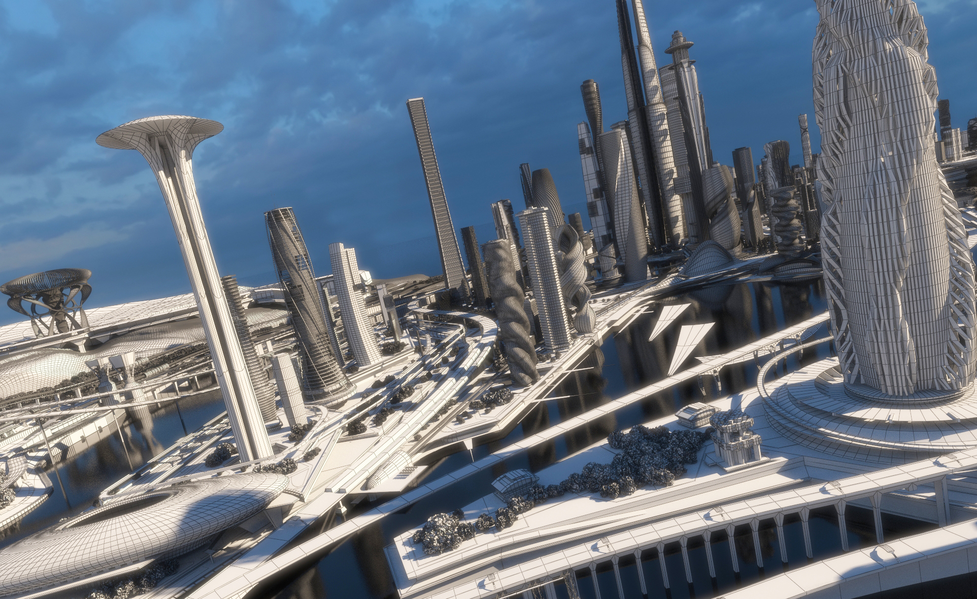 Central business district city architecture model - TurboSquid 1259568