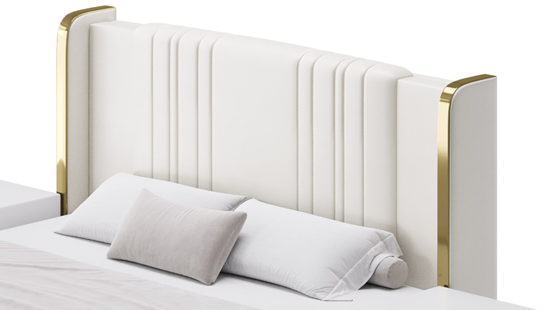Glamorous White Upholstered Wingback Bed I 3D Model - TurboSquid 2225084