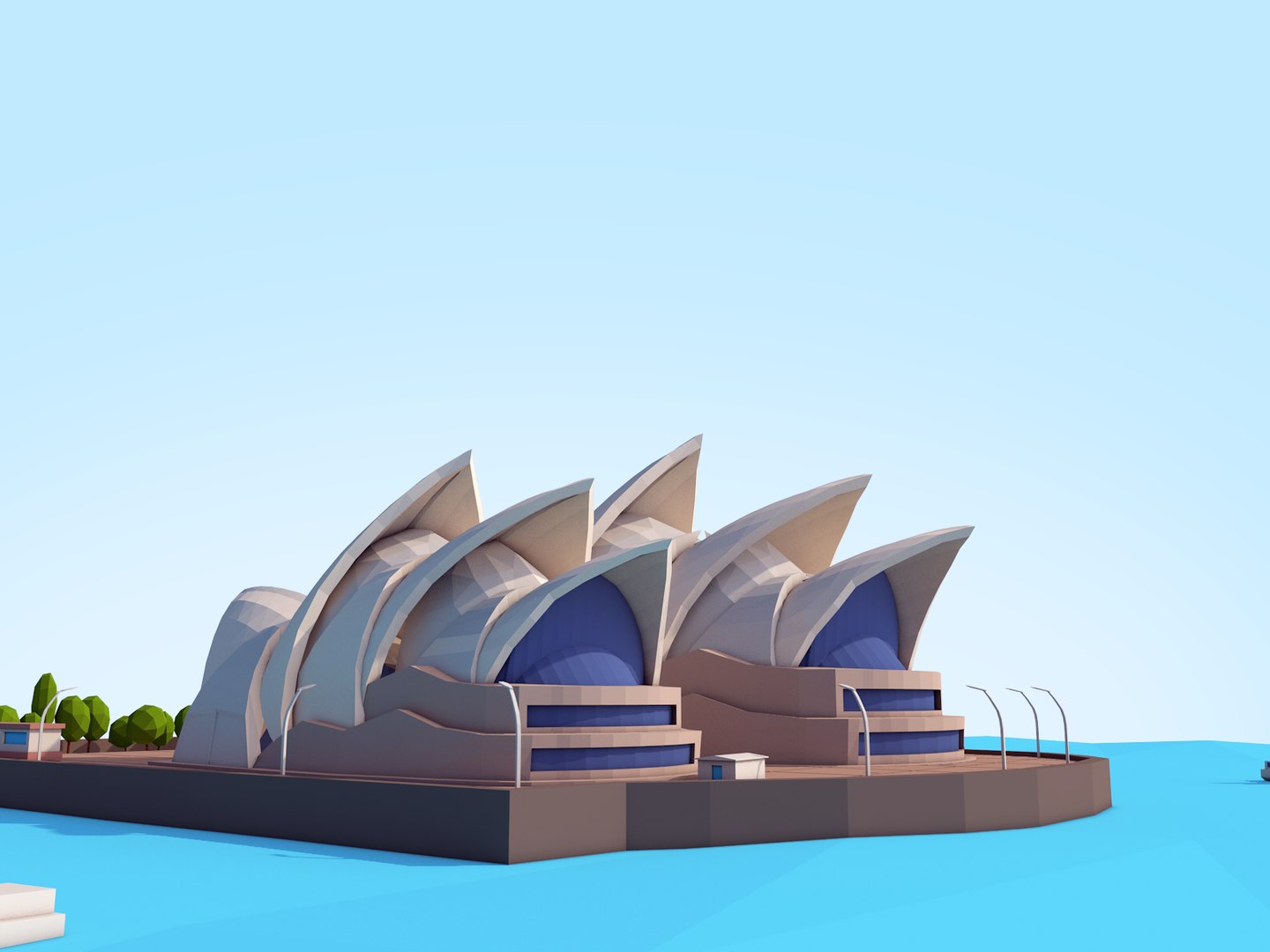 Cartoon Sydney Opera House 3D - TurboSquid 1331795