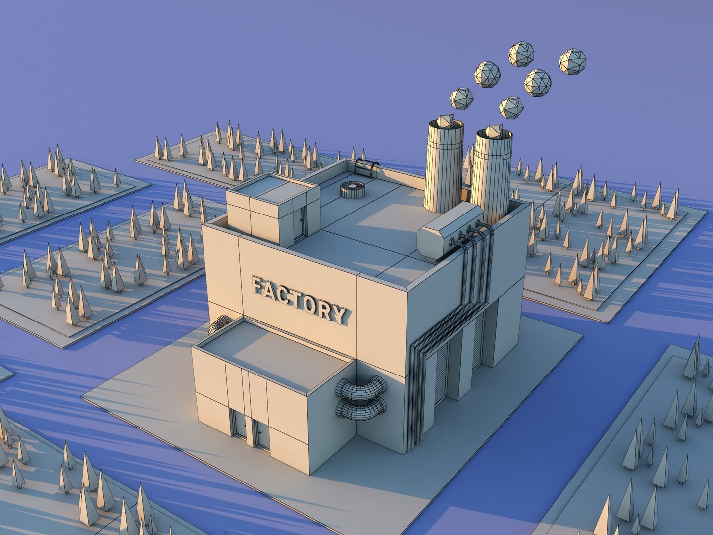 3D Model Cute Cartoon Factory - Manufacture - TurboSquid 1954919