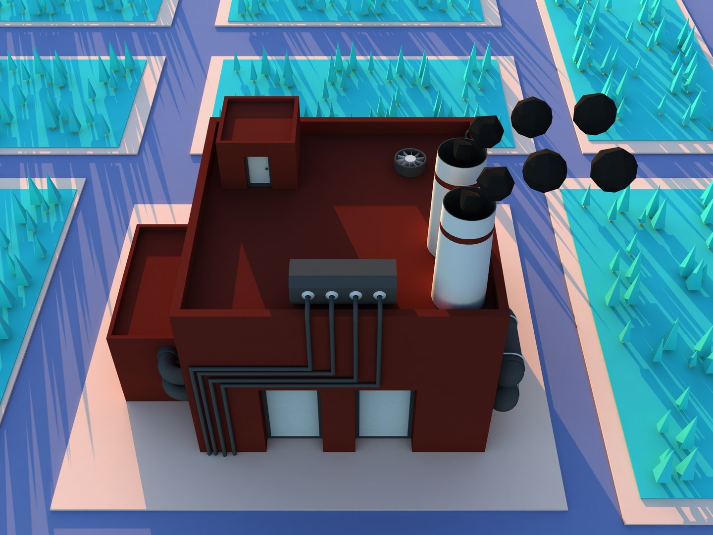 3D Model Cute Cartoon Factory - Manufacture - TurboSquid 1954919