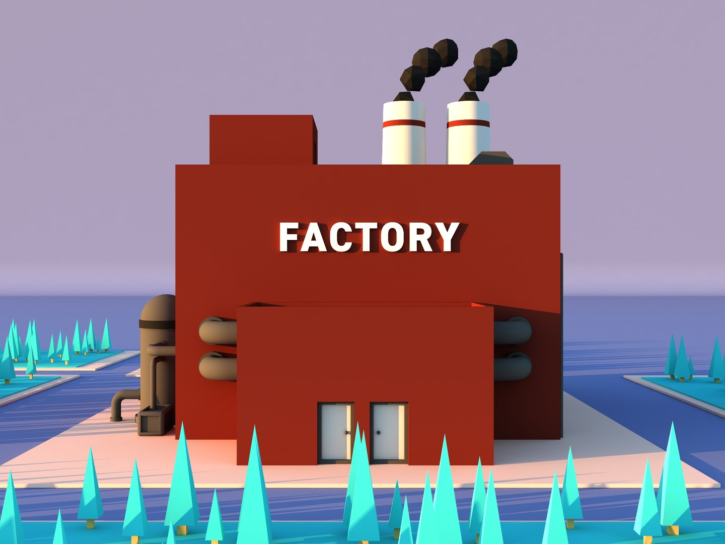 3D Model Cute Cartoon Factory - Manufacture - TurboSquid 1954919