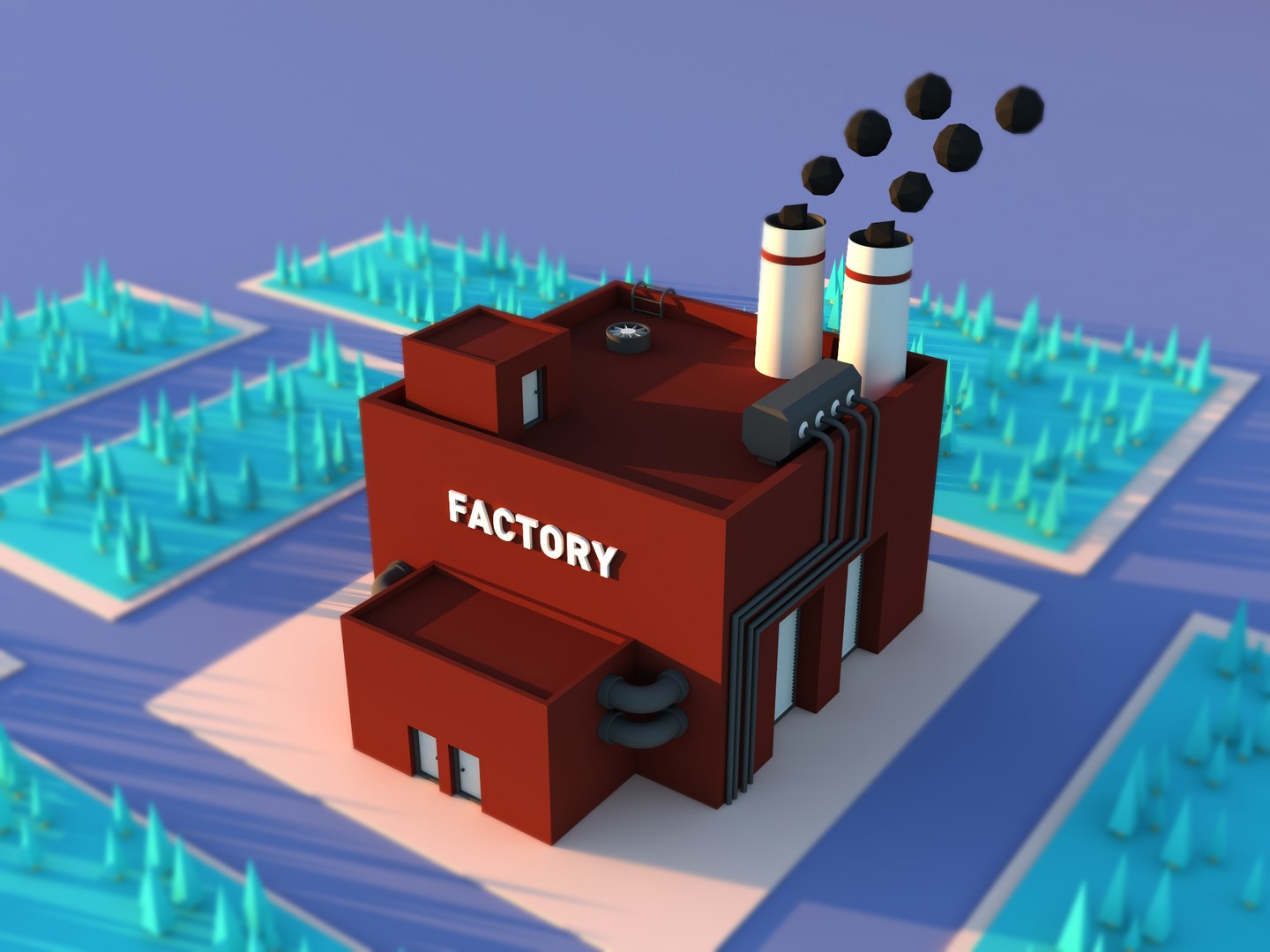3D Model Cute Cartoon Factory - Manufacture - TurboSquid 1954919