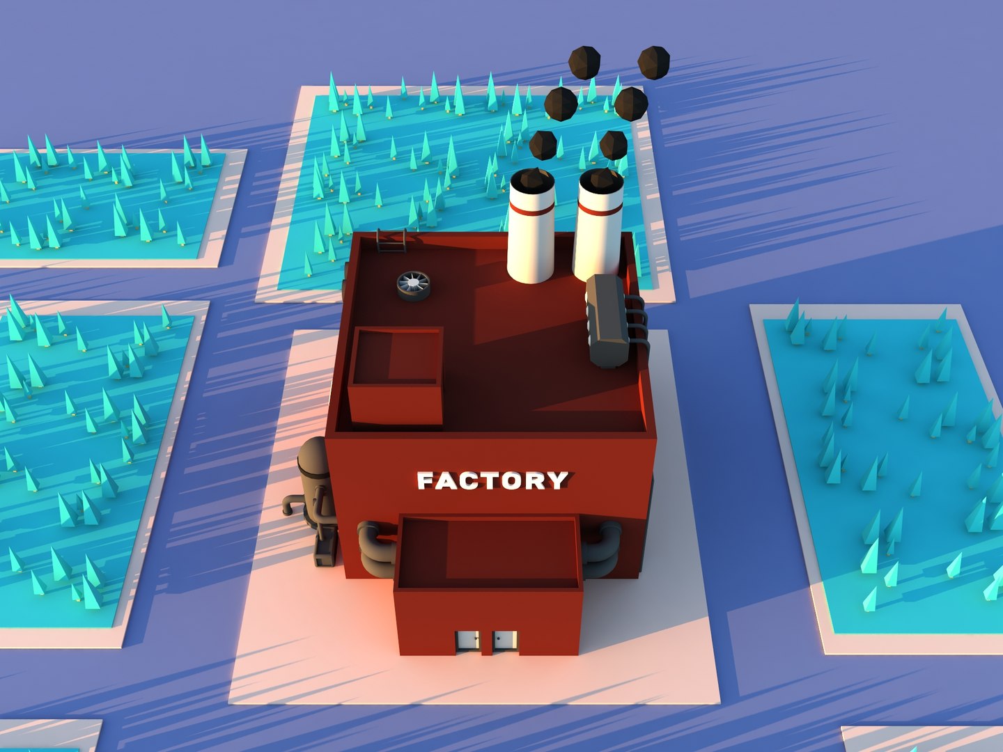 3D Model Cute Cartoon Factory - Manufacture - TurboSquid 1954919