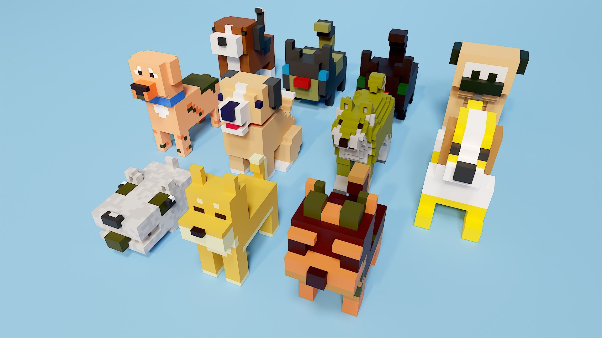 3D Dog Voxel Art Pack Model - TurboSquid 2182453