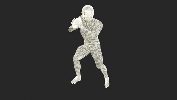 3D модель Черный Мужчина Американский Футболист Белой Униформе Бегущий ...