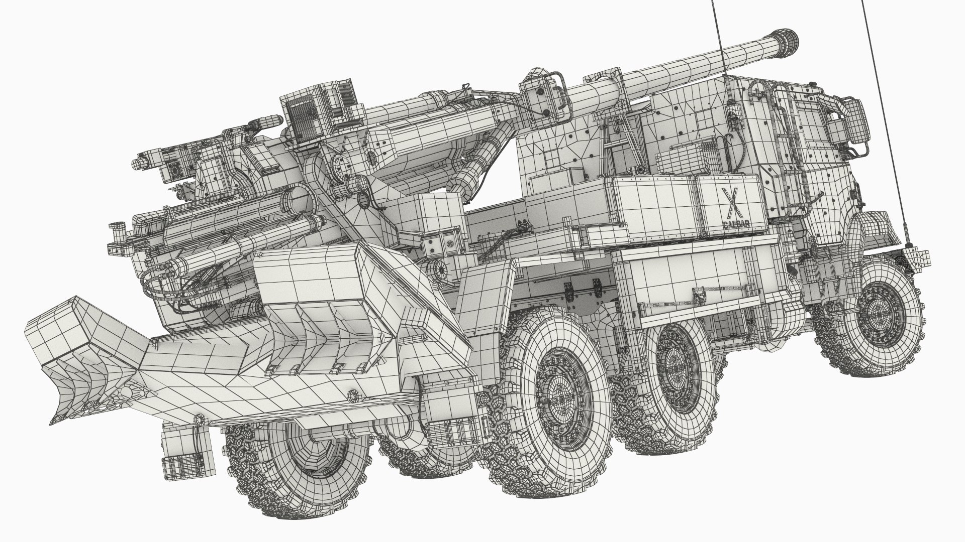 CAESAR Mobile Howitzer System On Wheeled Chassis Green Rigged For ...