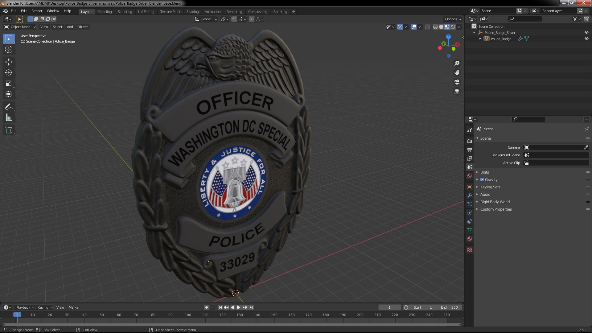 3D Police Badge Silver - TurboSquid 2161833