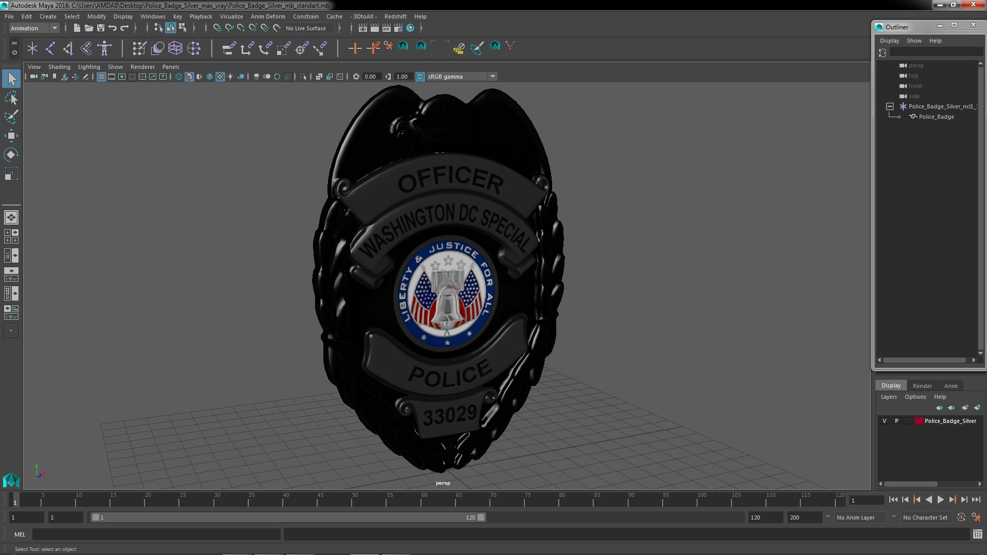 3D Police Badge Silver - TurboSquid 2161833