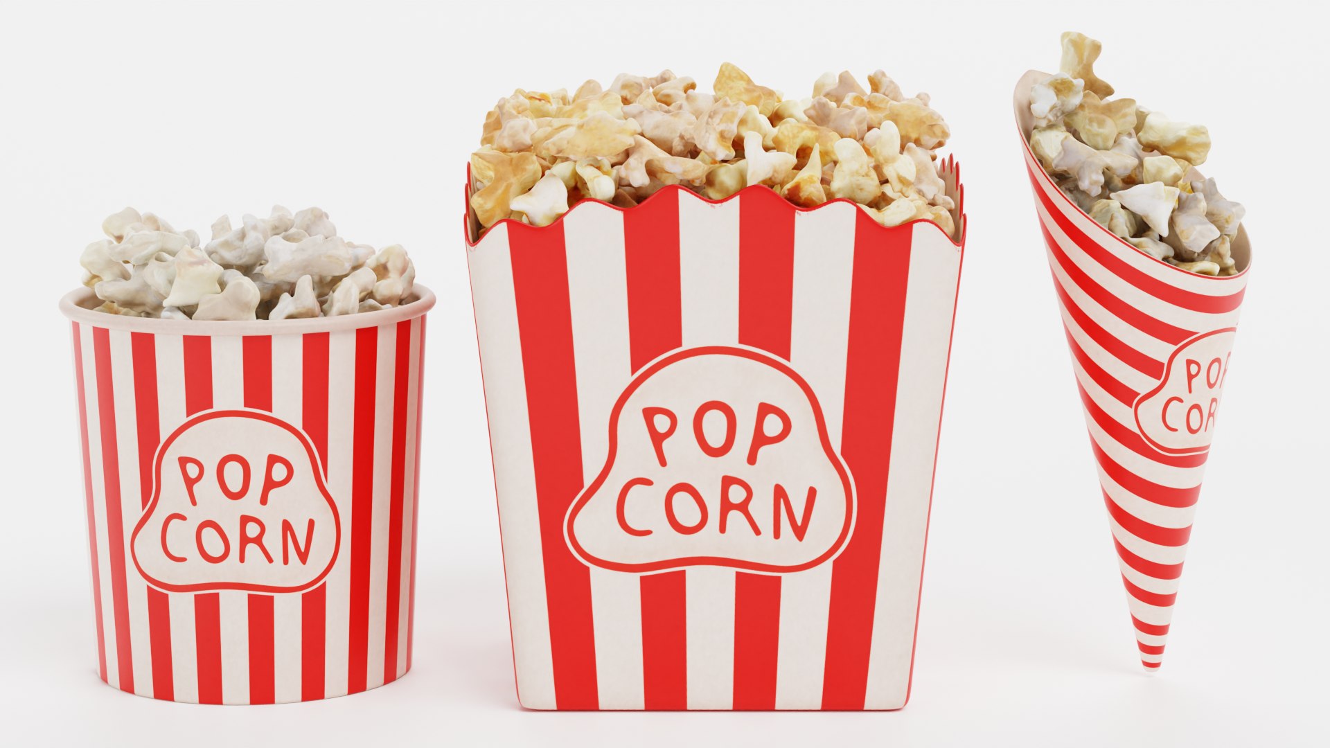 3D Popcorn in Cups - TurboSquid 2067231