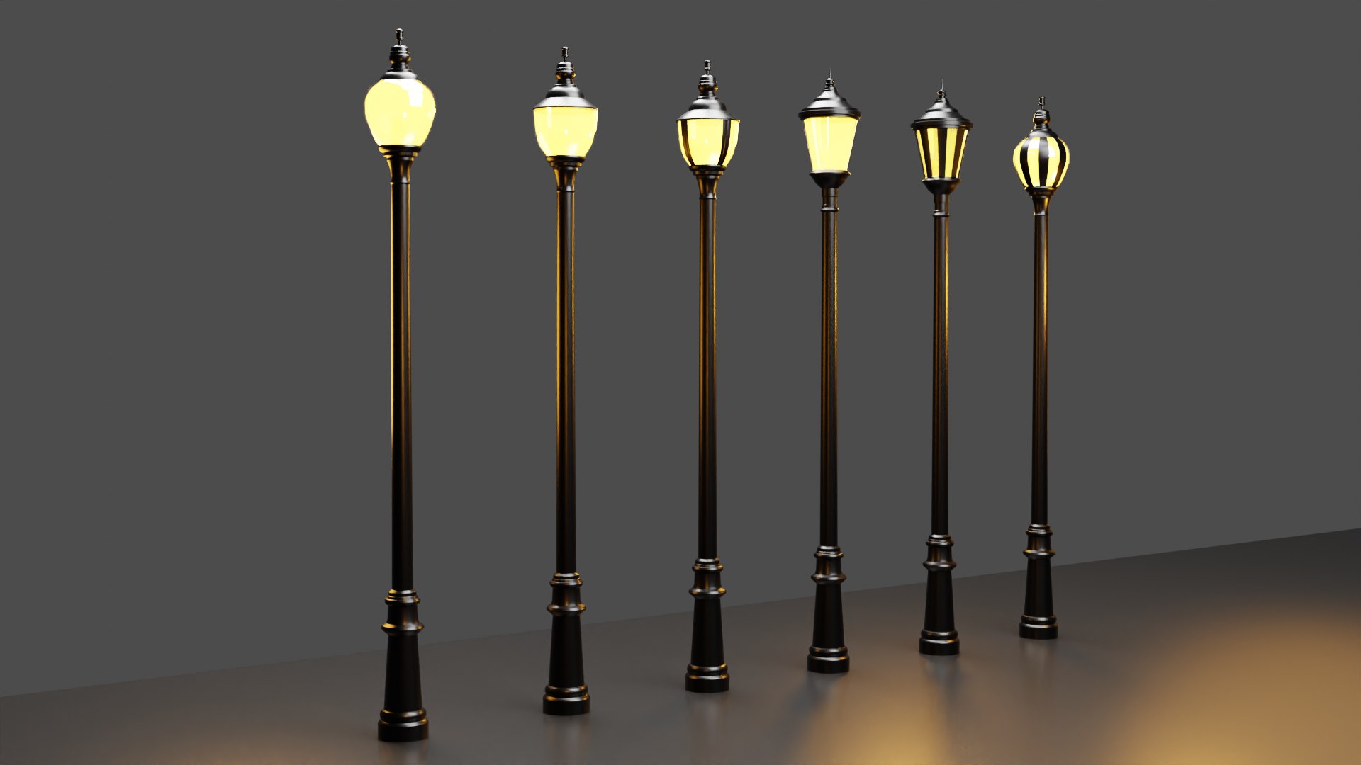 Pack Of 6 Street Lamps 3D Models 3D Model - TurboSquid 2054709