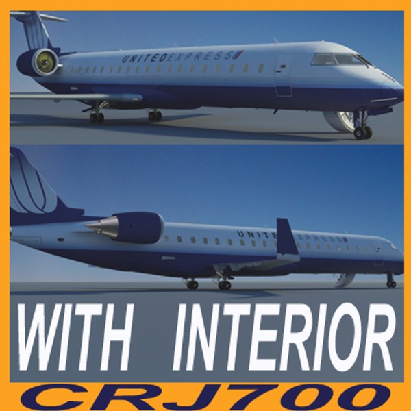 modelo 3d CRJ 700-UNIDOS CON INTERIOR - TurboSquid 395132