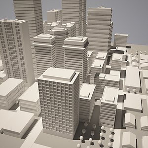 3d model of city downtown skyscrapers