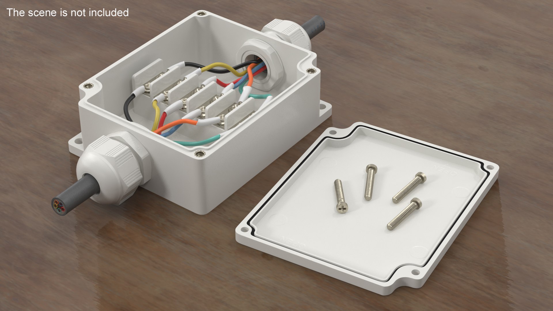 3D White Junction Box With 2 Wires - TurboSquid 1908723