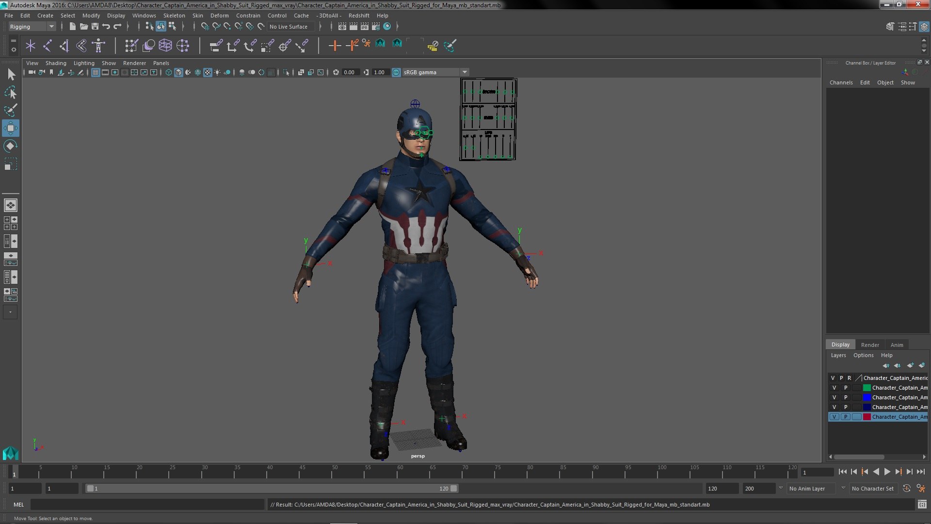 3D Character Captain America in Shabby Suit Rigged for Maya model ...