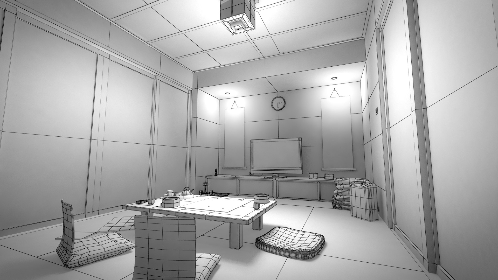 3D Model Japanese Style Living Room - TurboSquid 2297817