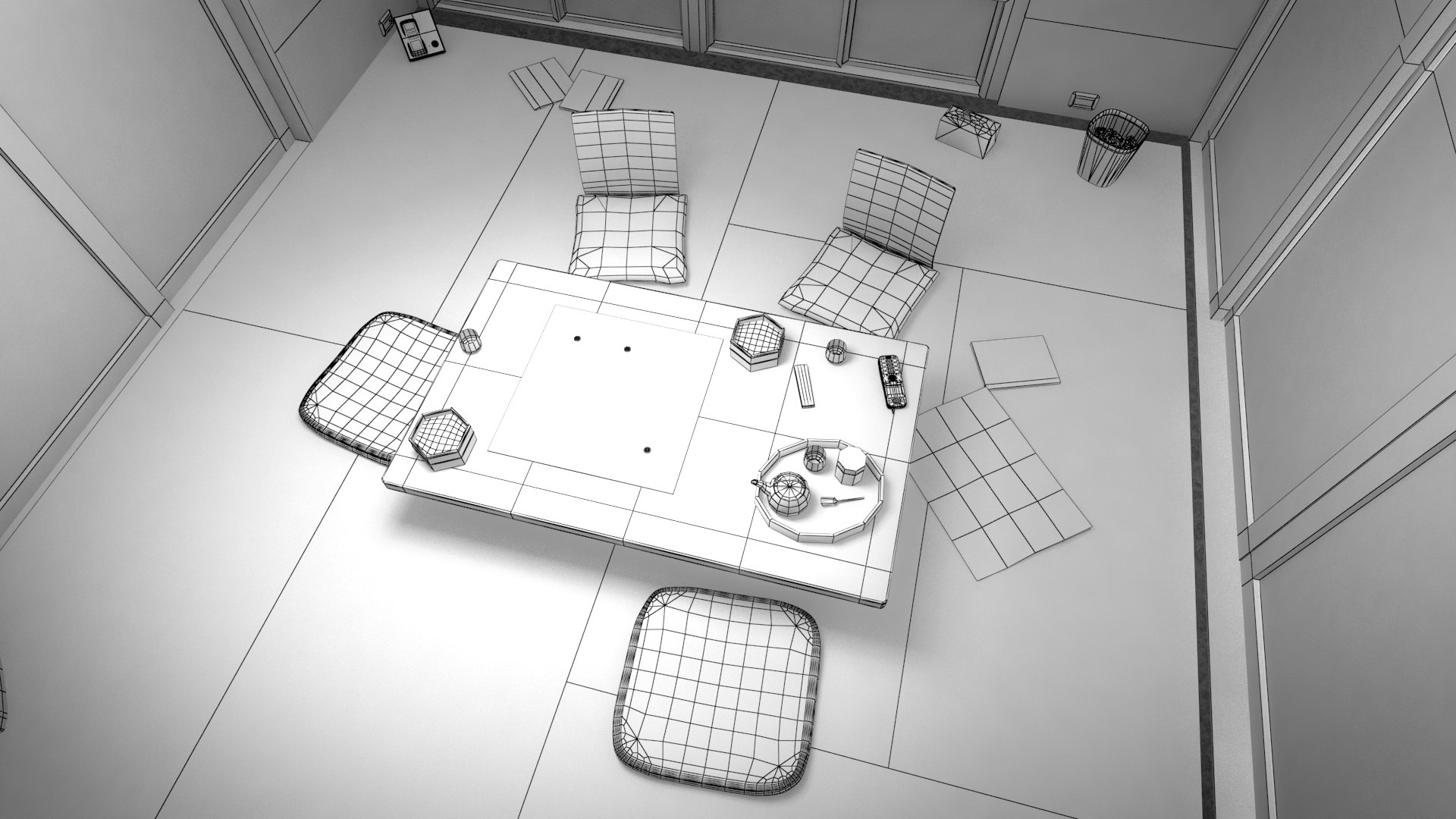 3D Model Japanese Style Living Room - TurboSquid 2297817