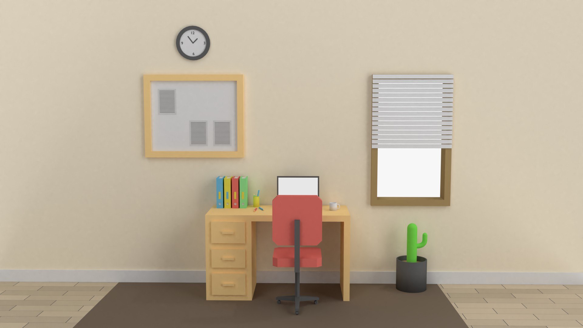 Cartoon Simple Office Interior 3D Model - TurboSquid 1519949