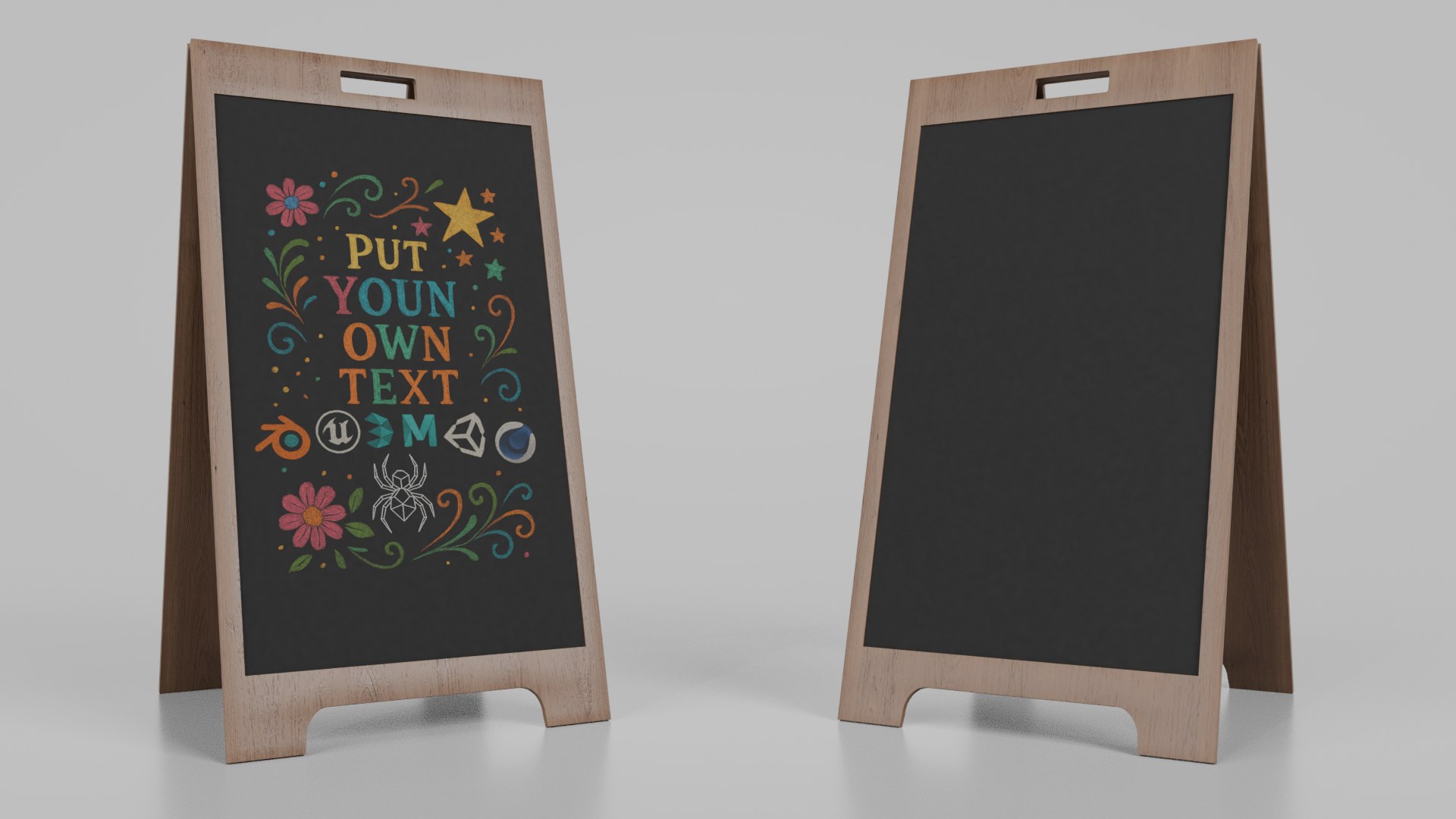 Customizable Event & Promotional Chalkboard Signs 3D Model - TurboSquid ...