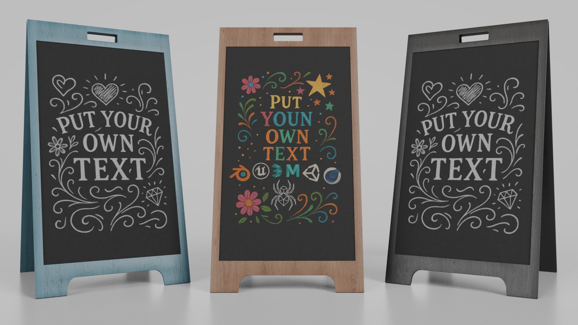 Customizable Event & Promotional Chalkboard Signs 3D Model - TurboSquid ...