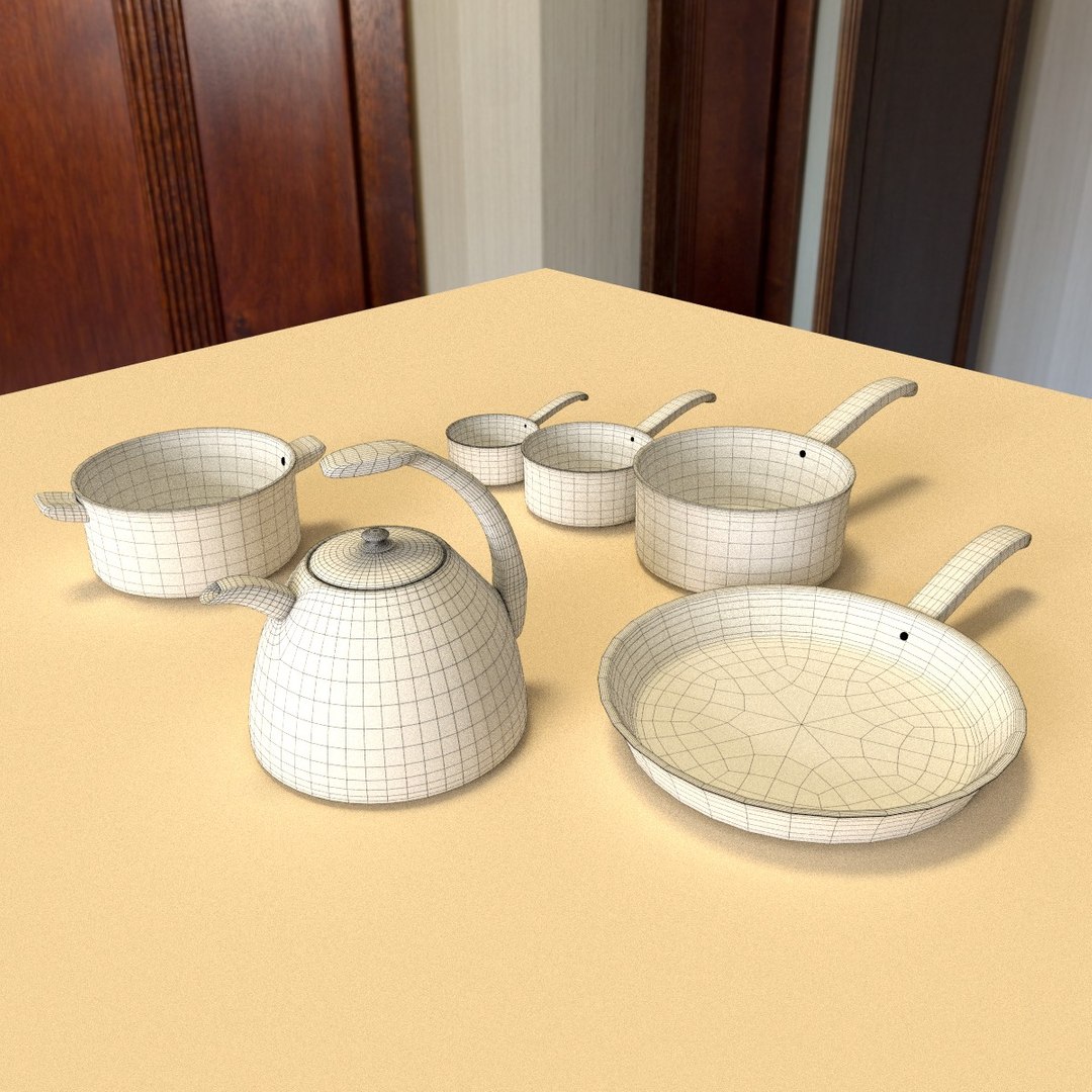 Stainless Steel Pans 3d Model