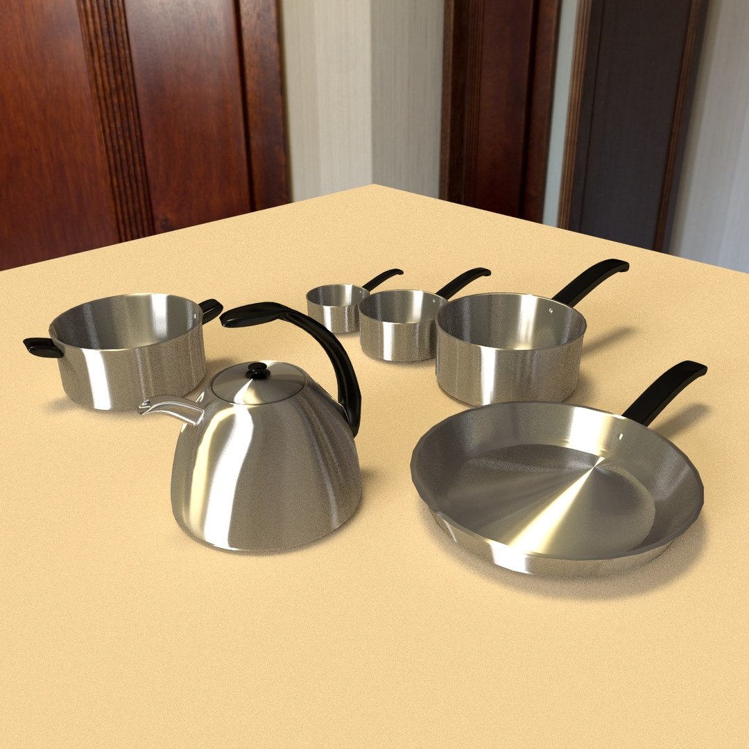 Stainless Steel Pans 3d Model