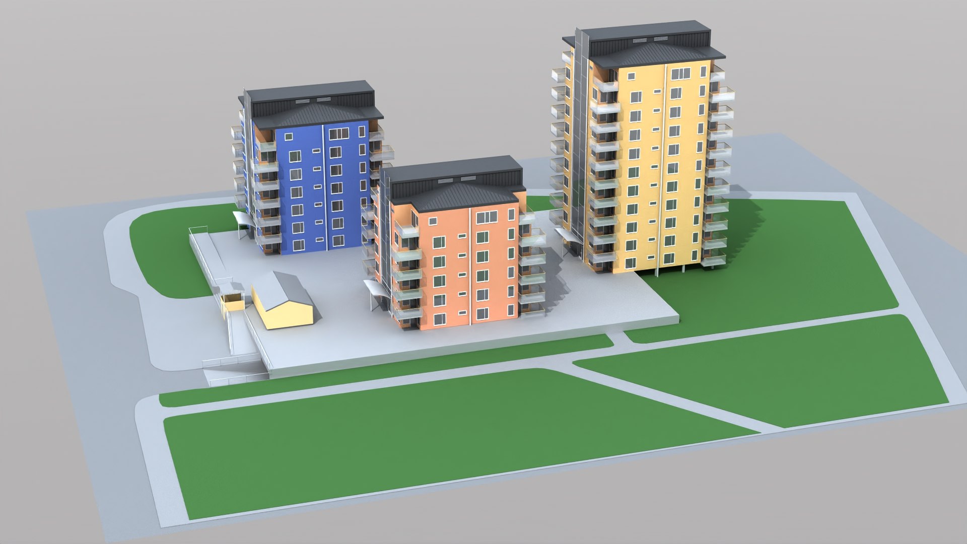 3D High-rise Building Model - TurboSquid 1645539