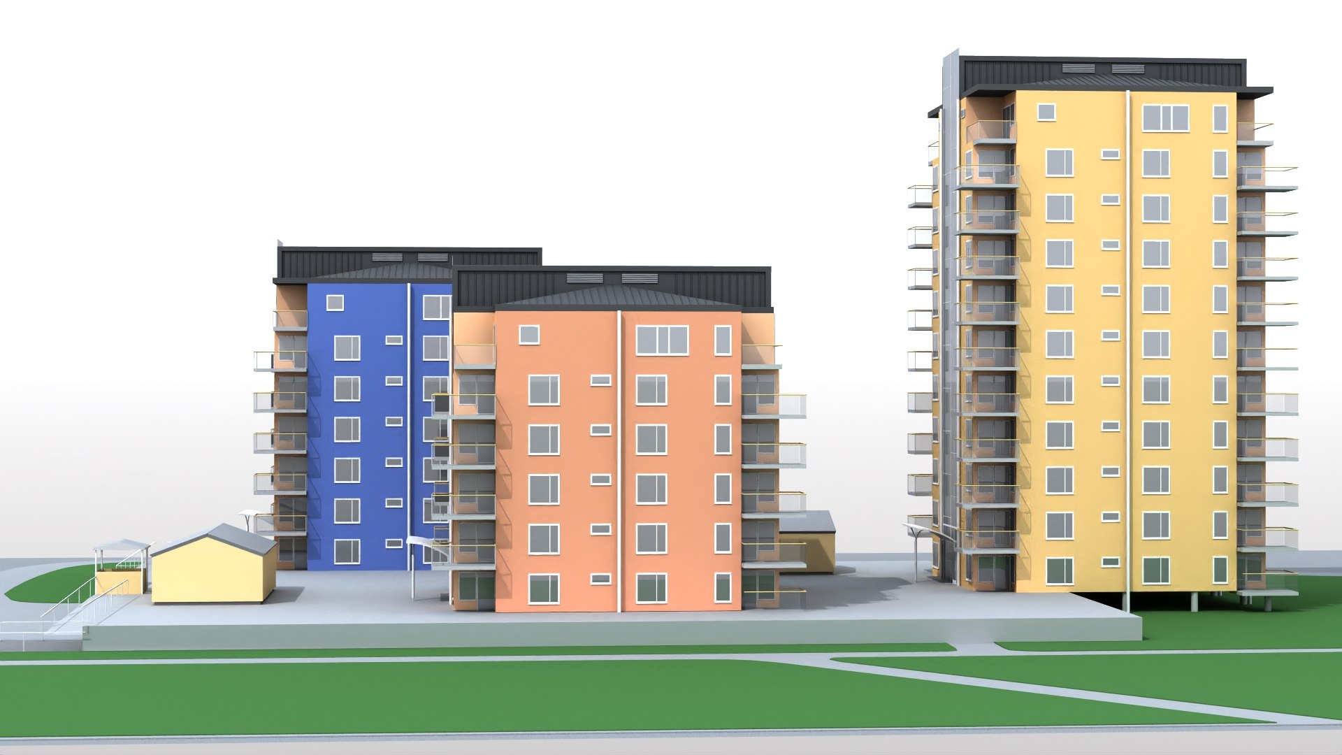 3D High-rise Building Model - TurboSquid 1645539