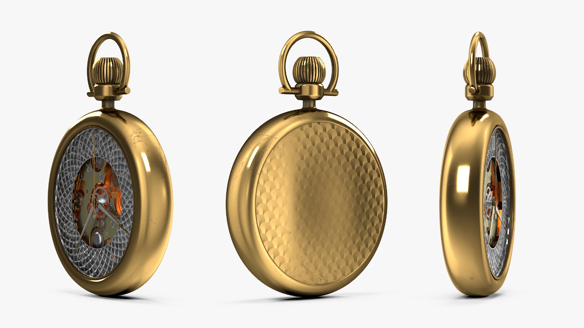 Gold Antique Pocket Watch Animated 3D Model - TurboSquid 2271645